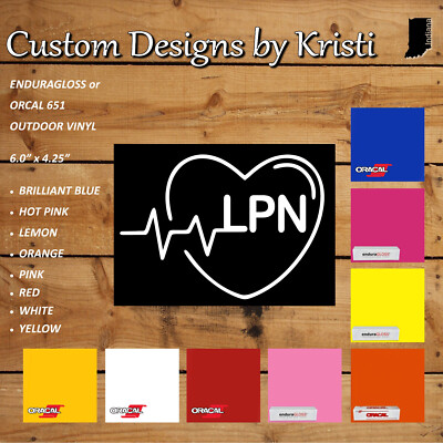 LPN Licensed Practical Nurse Heartbeat Outdoor Vinyl Decal 6.0"Wx4.25"H ...