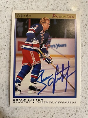 1990-91 opc o-pee-chee premier autographed Brian Leetch Rangers HHOF | eBay