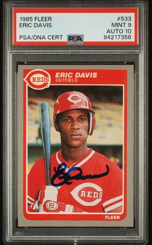 1985 Fleer ERIC DAVIS Signed Rookie Baseball Card #533 Certified PSA 9 ...