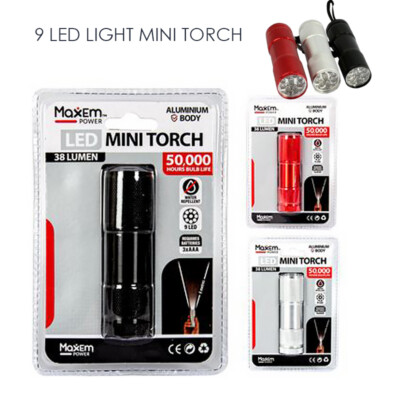 Durable 9 LED Torch Flashlight Splash Proof 28 Lumen Torch Aluminum ...
