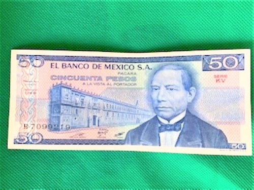 Mexican $50 Pesos Bank Note 1981 BENITO JUAREZ B7099219 Good Condition ...