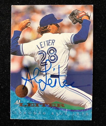 AL LEITER 1994 DONRUSS AUTOGRAPHED SIGNED AUTO BASEBALL CARD 95 BLUE ...