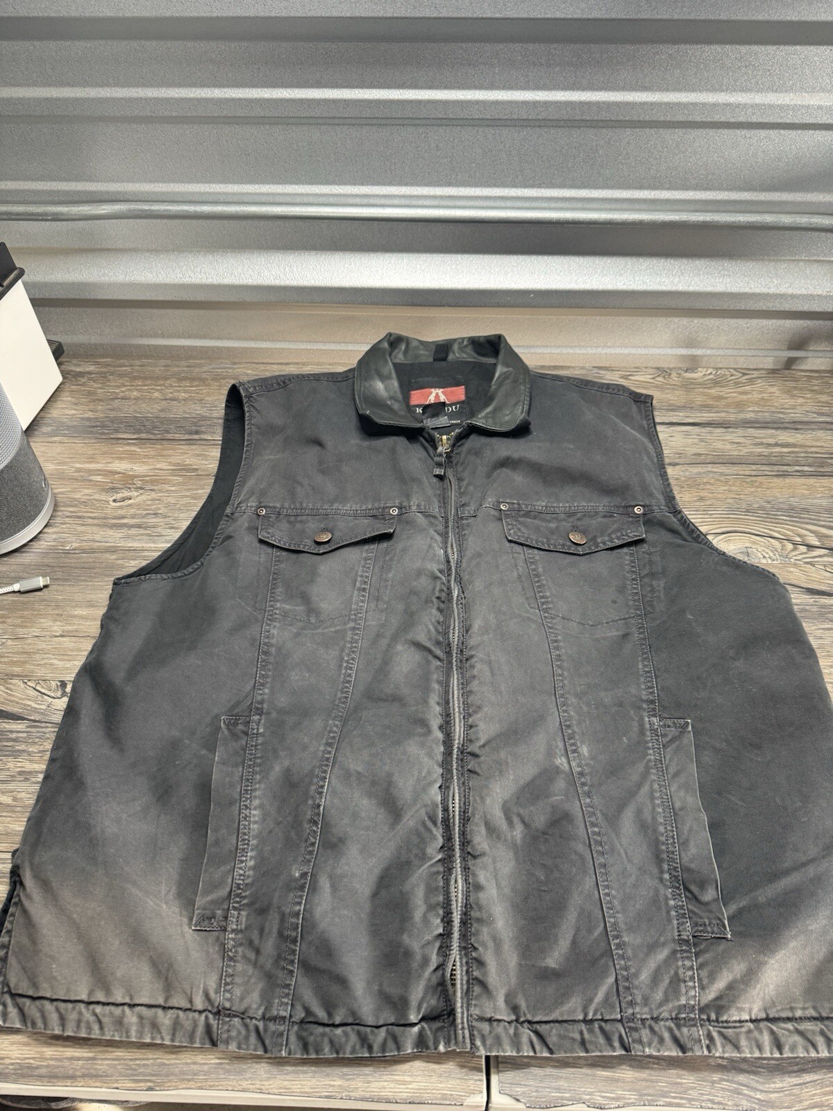 Kakadu Traders Australia Kelly Vest Black Coated Cotton Leather Collar ...