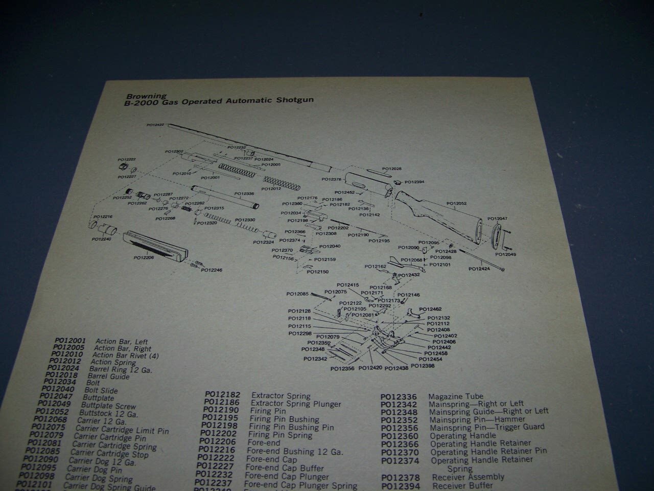 BROWNING AUTOMATIC-5 & B-2000 AUTO SHOTGUN..LEGEND/EXPLODED VIEW (111Y ...