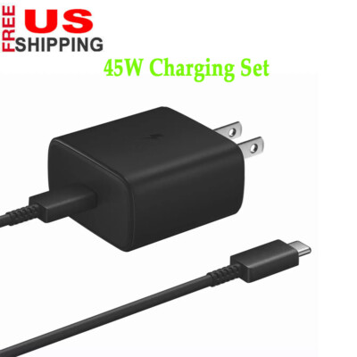 Black 45W Fast Charging USB Type C Wall Charger USB-C 2m Cable For ...