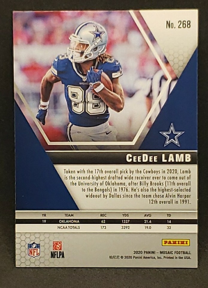 CeeDee Lamb 2020 Panini Mosaic NFL Debut Rookie Card #268 Dallas ...