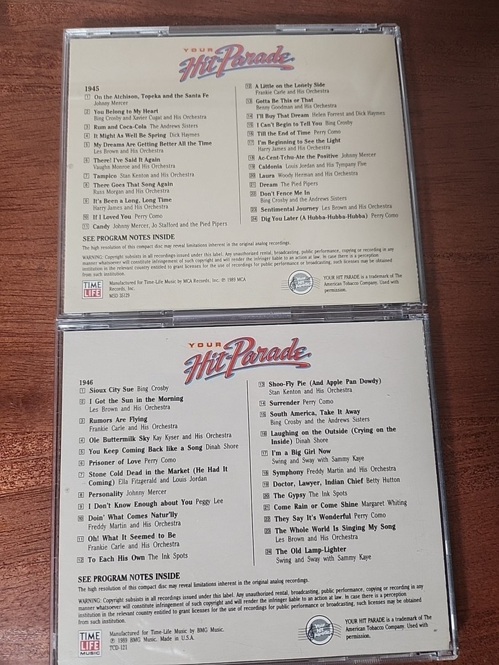 TIME LIFE Your Hit Parade Music CD Lot of 9 From 1945 - 1953 | eBay