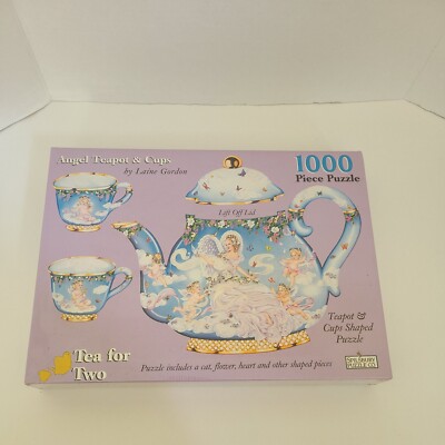 Vintage 1998 Angel Teapot & Cups Shaped Puzzle Laine Gordon Tea for Two ...