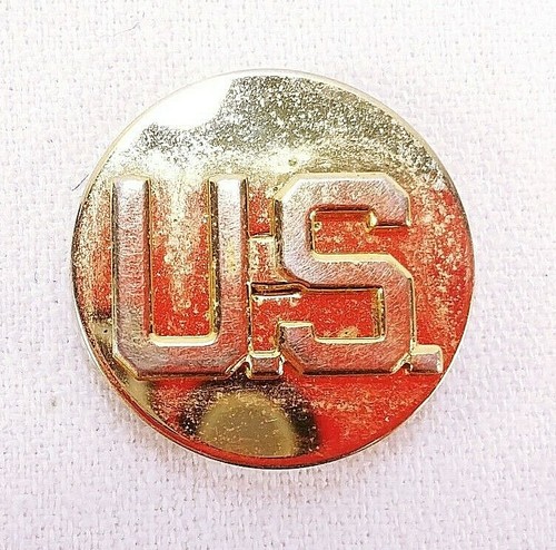 WWII US Army Enlisted U.S. Lapel Pin Clasp Collar Insignia Brass Round ...