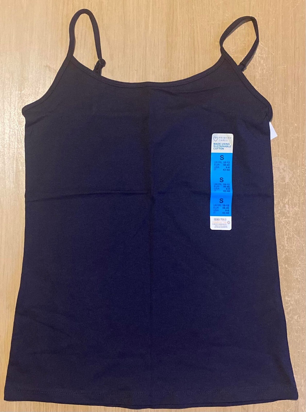 Primark Ladies Womens Stretch Cami Vest Strap Black White Navy 2XS/XS/M ...