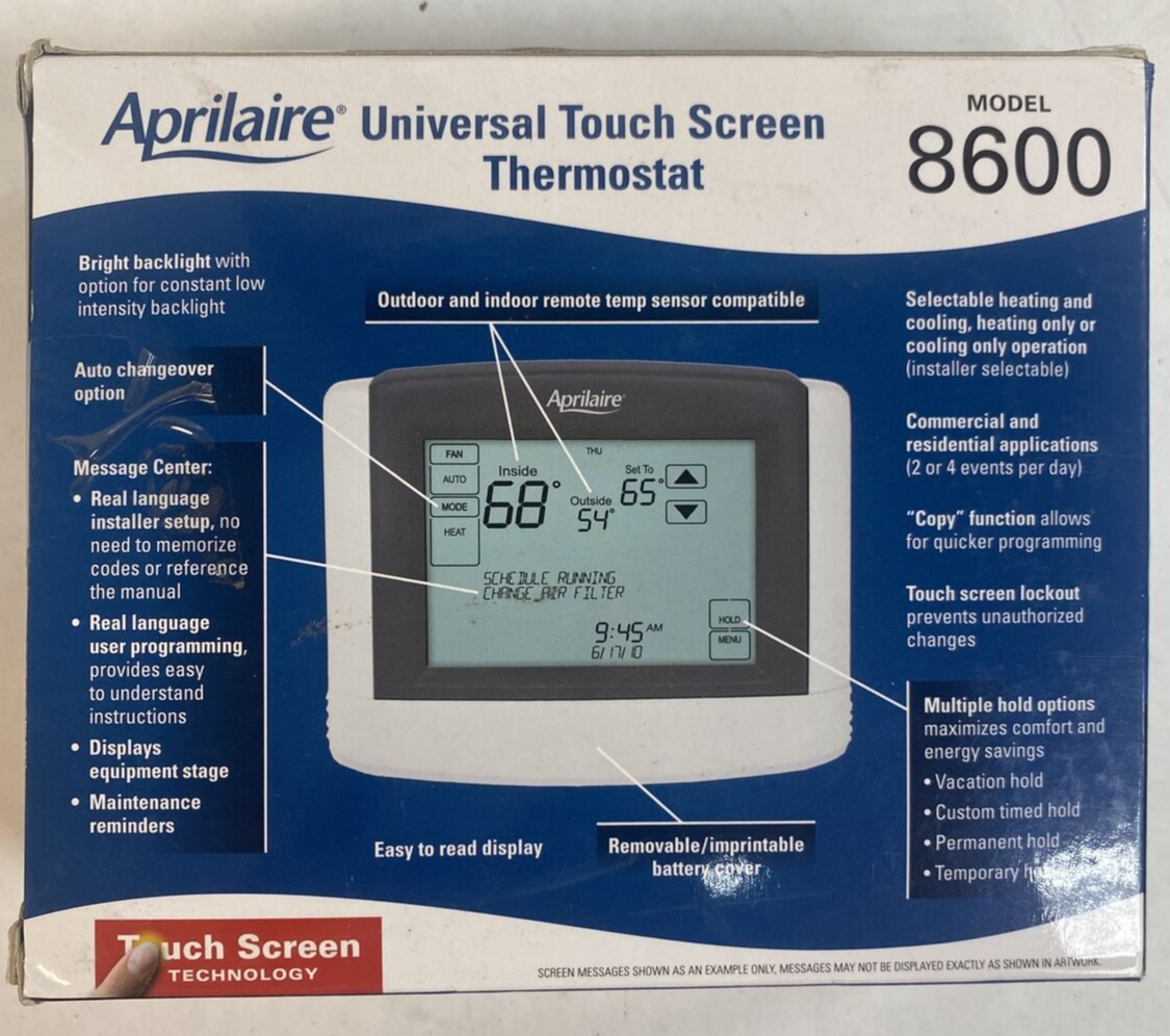 Aprilaire 8600 Universal Touchscreen Programmable Thermostat for sale ...