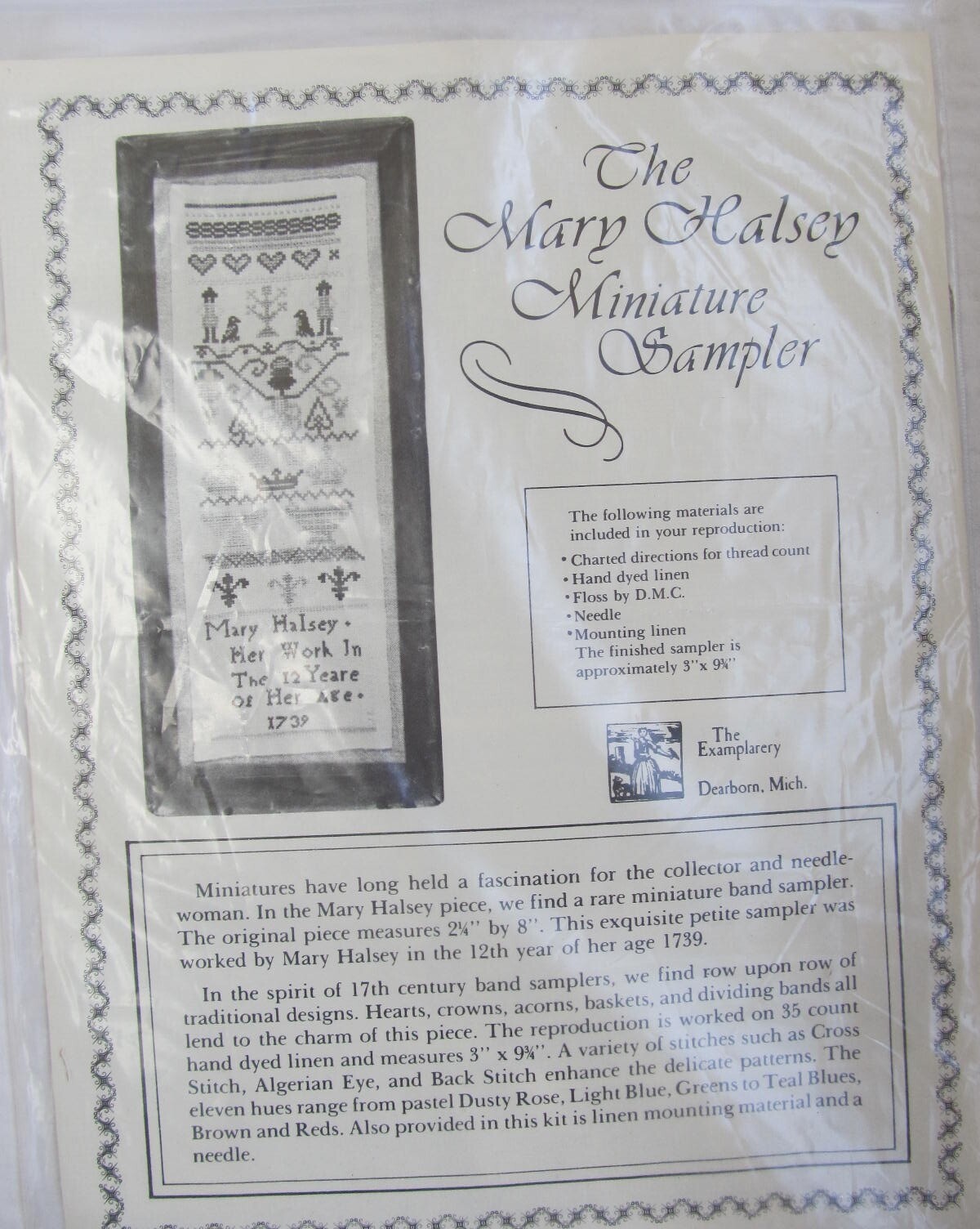 Examplarery Cross Stitch Sampler Kit Miniature Mary Halsey | eBay