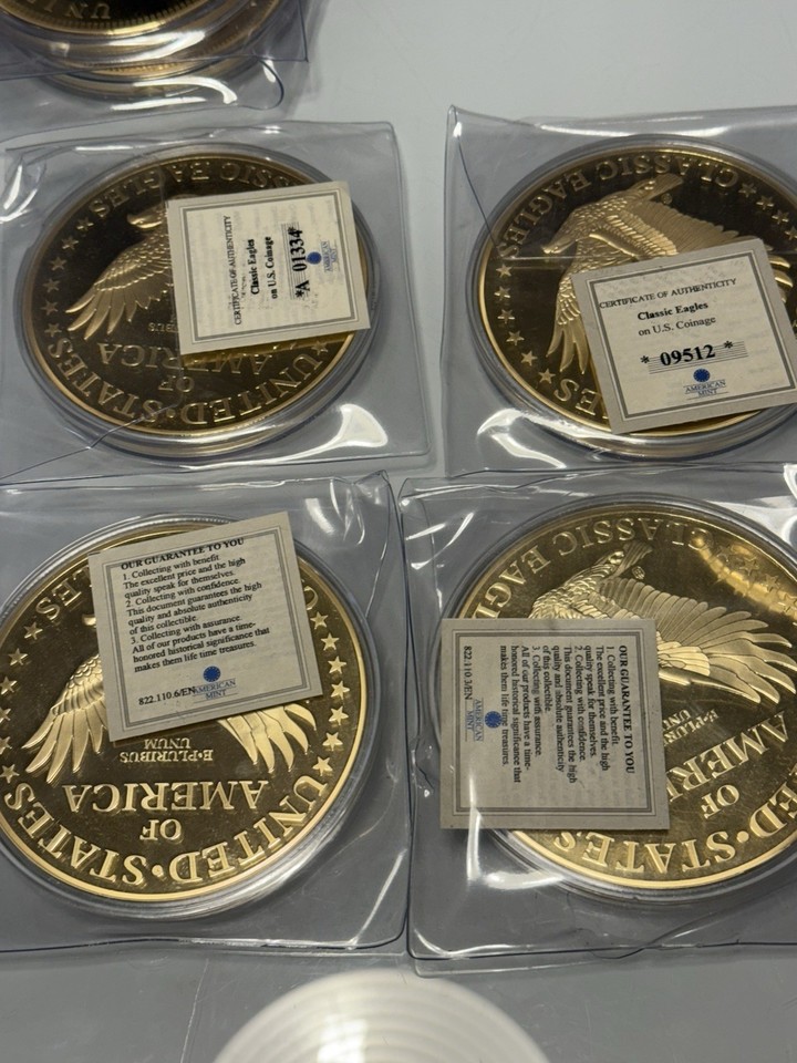 Lot Of 19 American Mint “Jumbo” Commemorative Proof Coins - Gold Plated ...