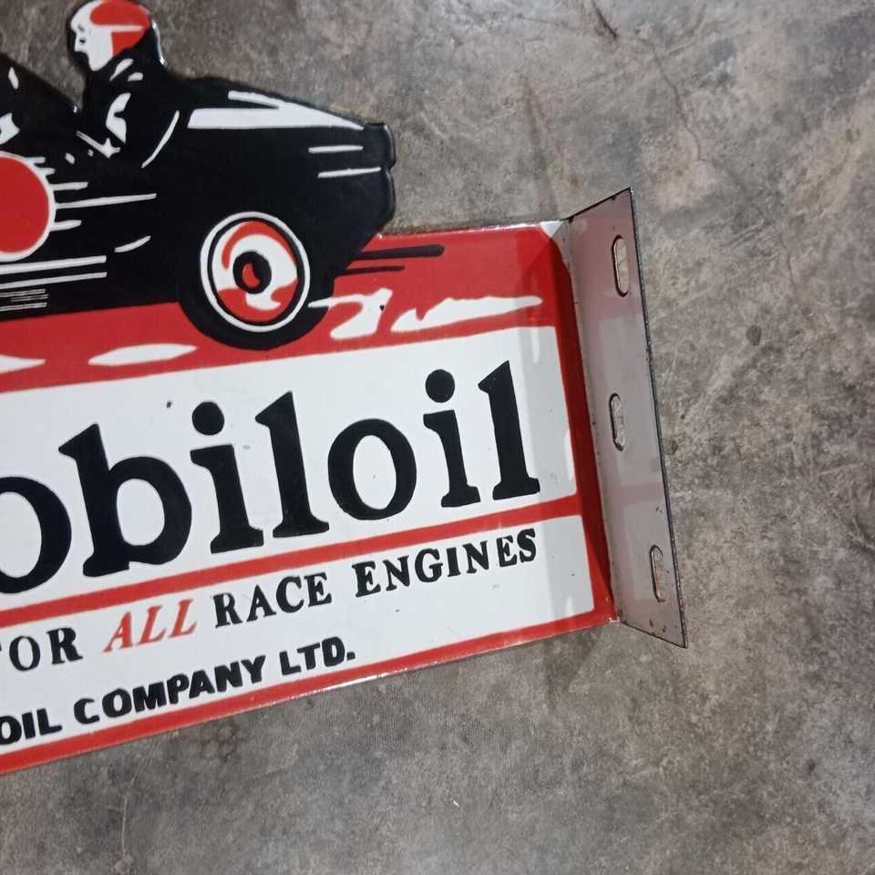 Mobiloil Pure Porcelain Enamel Heavy Metal Sign 18 x 10 Inches with ...