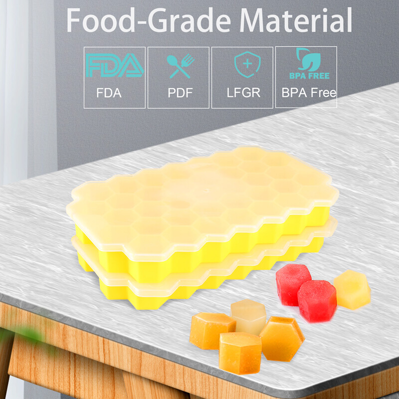 Premium Ice Cube Trays Silicone Hexagonal Ice Cube Molds with Sealing ...