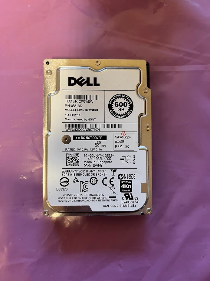 Lot of 12 - Dell 2.5" SAS Hard Drives 600GB 15K, 300GB 15K 0VHWY H8DVC ...