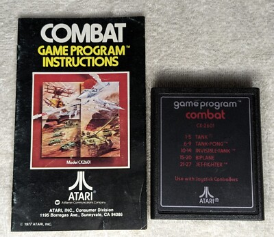 Vintage 1977 Atari 2600 COMBAT Game CX-2601 with Instruction Booklet ...