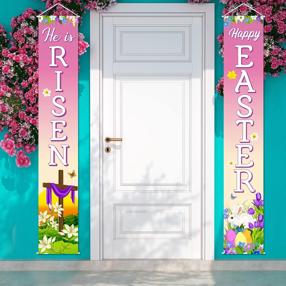 Happy Easter He Is Risen Porch Sign, He Is Risen Decoration Hanging ...