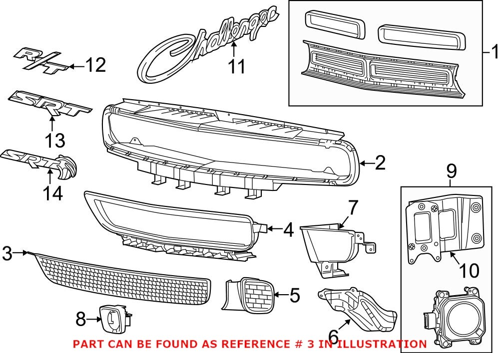 Genuine Mopar Center Bumper Grille Bezel Insert 68259756AA | eBay