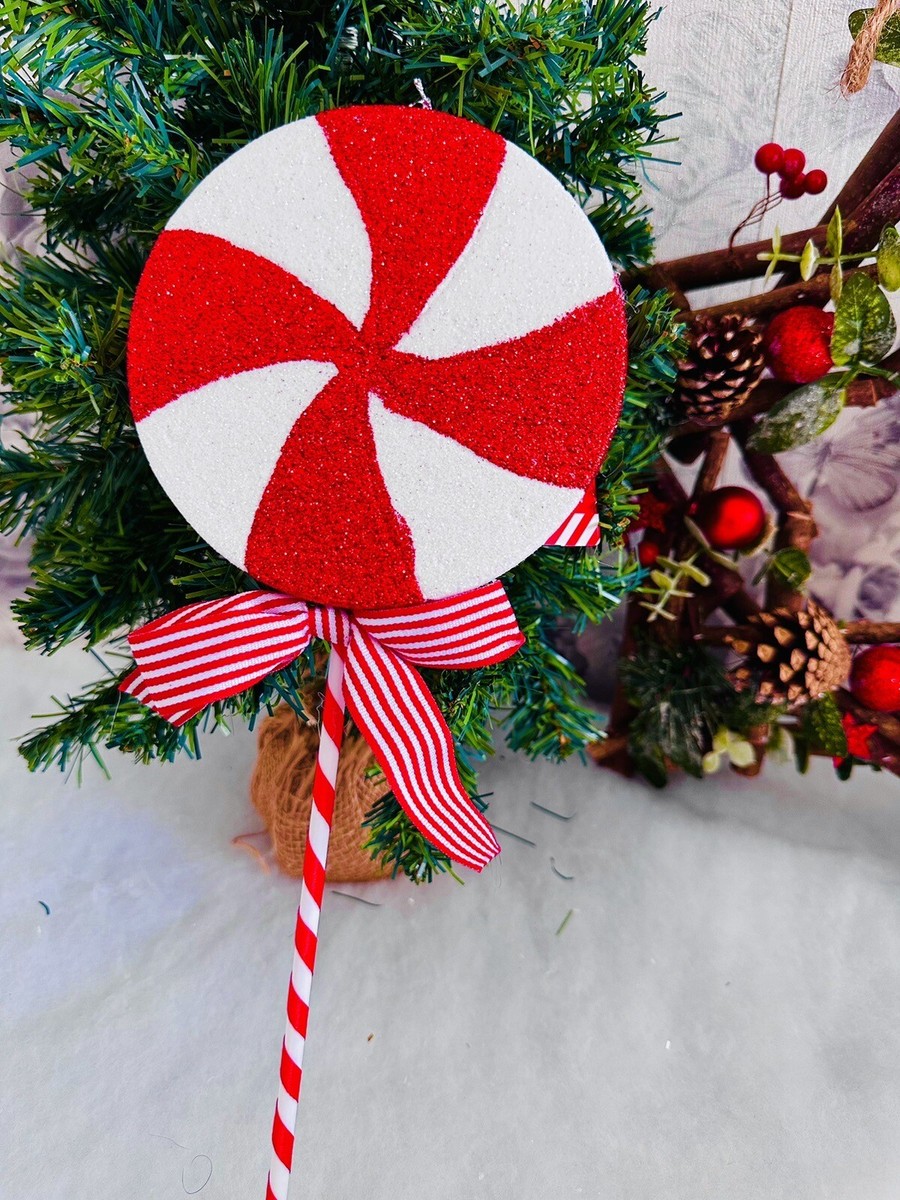 Styrofoam Lollipop Tree Lighted Candy Glitter Cone Tree Battery