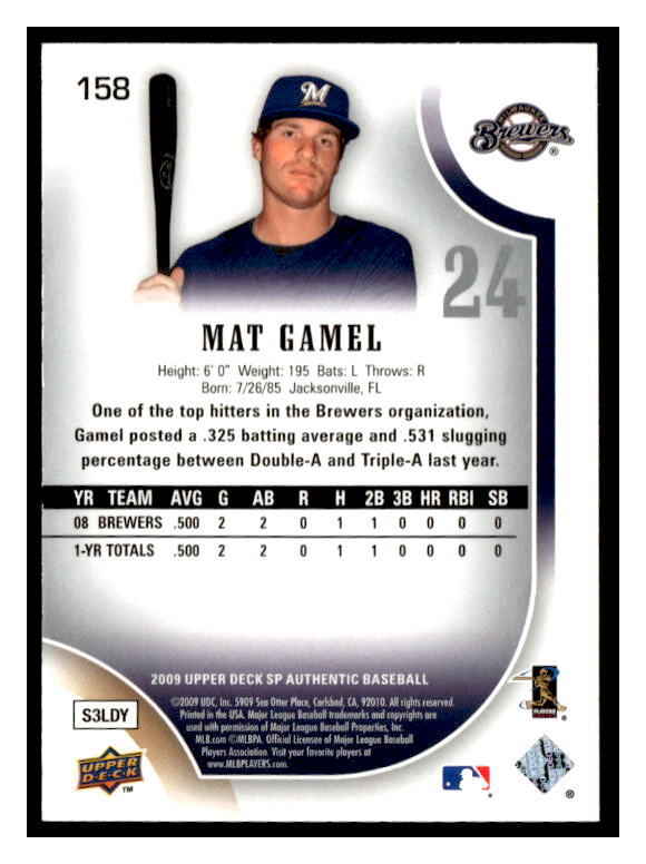 2009 SP Authentic: Gold #158 Mat Gamel #/299 | eBay