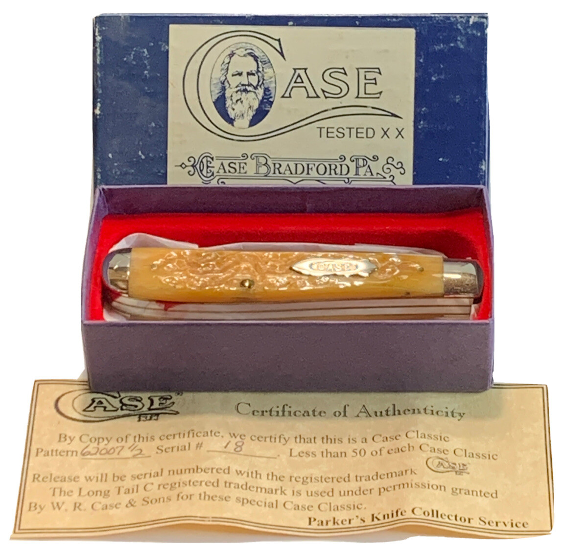 Pocketknife Case 62007 1/2 1993 Trapper Honey Bone Bomb Shield SN 18/50 ...