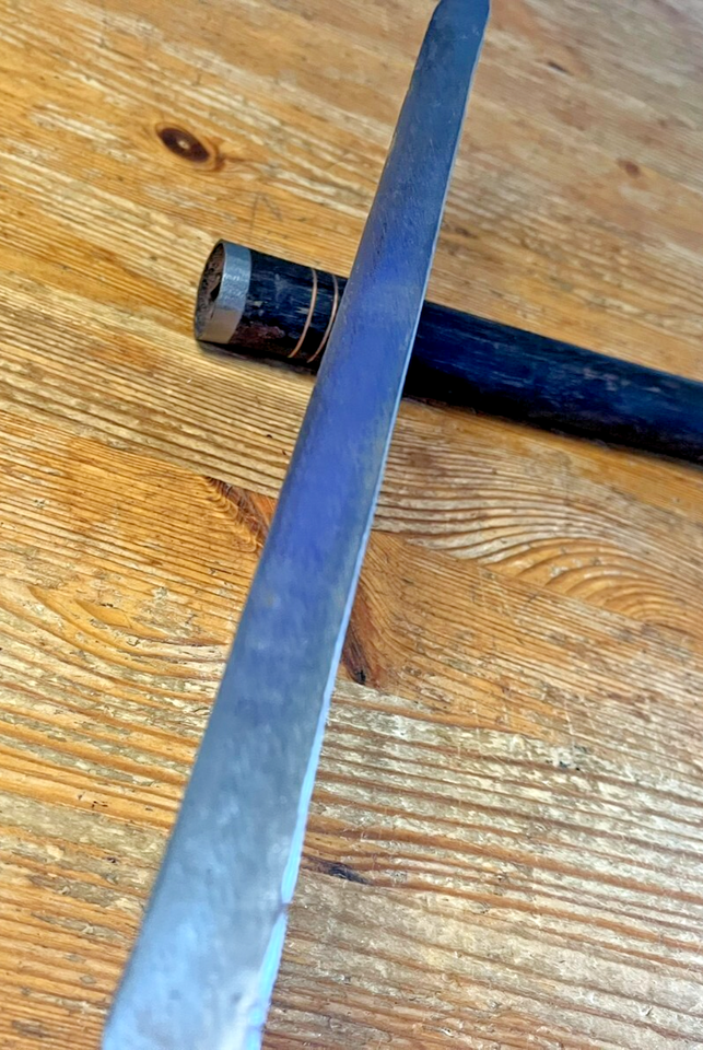 Vintage Wooden Sword Stick Steel Blade Sheath 19" Long Carved Wood | eBay