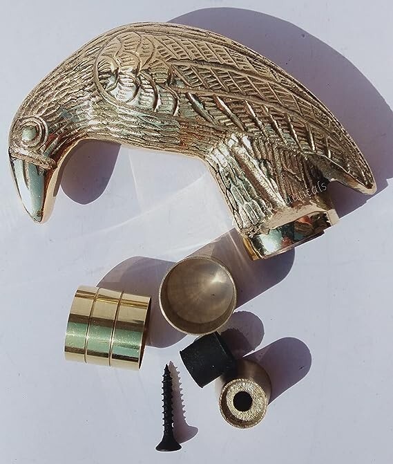 Solid Brass Raven Crow Handle with Pipe & Stud for Wooden Walking Stick ...