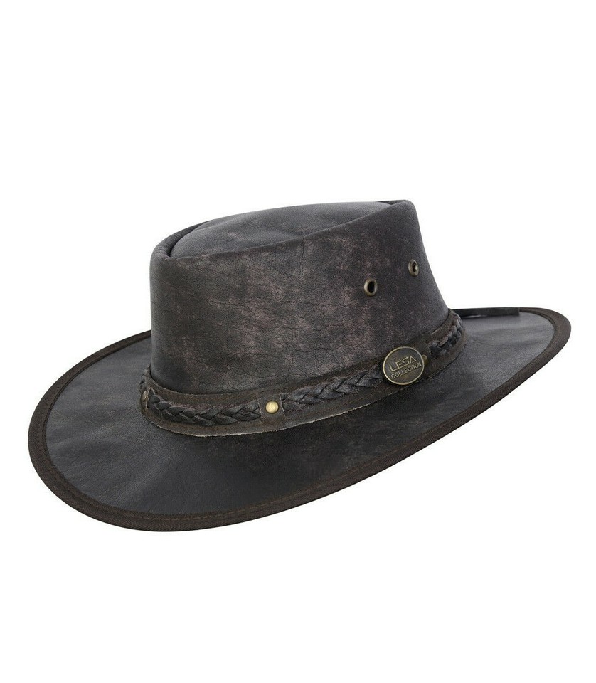 Australian Children Kids Real Distressed Leather Foldaway Style Bush ...