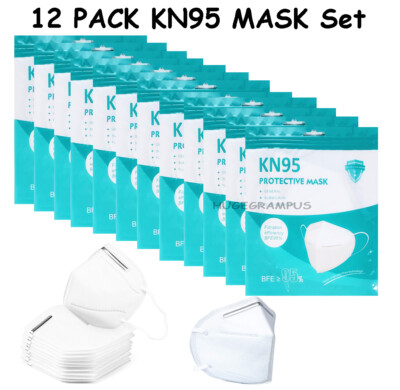 12 PACK KN95 Face Mask Cover Mouth Nose Cover Disposable Mask Set "FREE ...