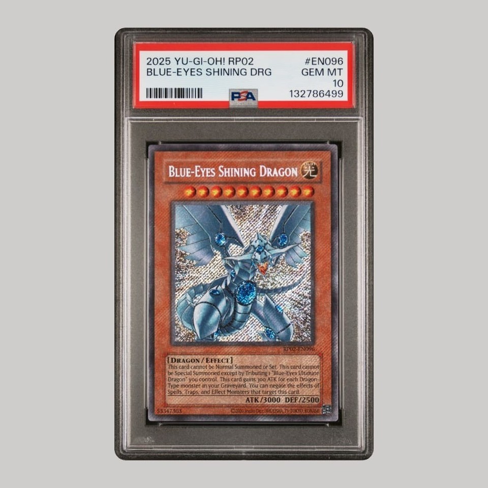 PSA 10 Blue-Eyes Shining Dragon RP02-EN096 FOIL BLEED Secret Rare ...