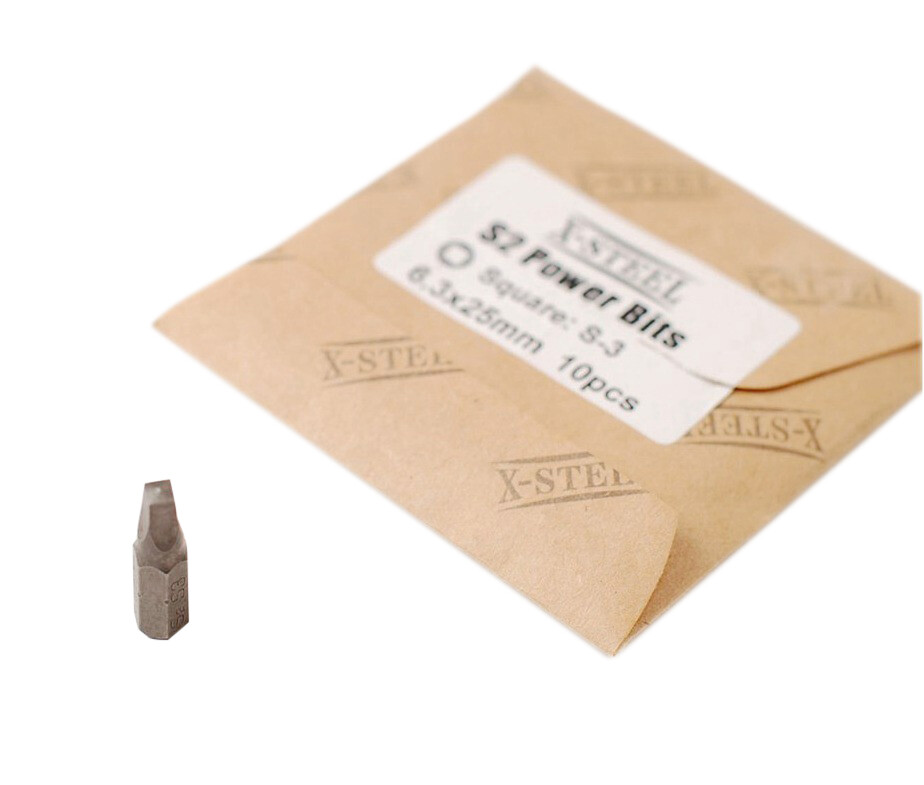 6.3x25mm Square Recess/Robertson Impact Screwdriver Bits:S0,1,2,3+Bits ...