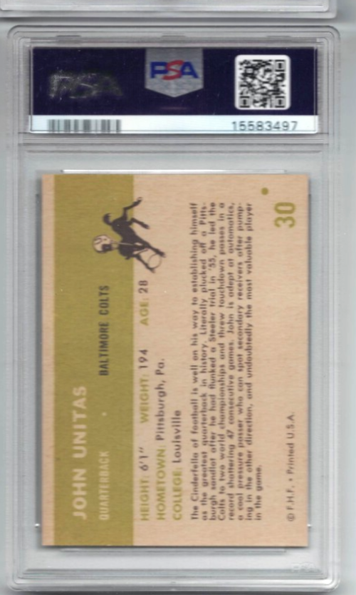 1961 Fleer - #30 John Unitas PSA 9 Mint HOF | eBay
