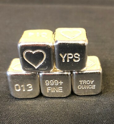 1 oz Hand Poured 999 Silver Bullion Bar "Heart Cube" by YPS - Yeager's ...
