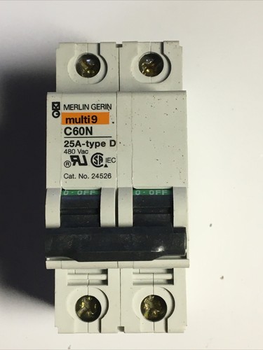 Merlin Gerin 24526 multi9 Circuit Breaker C60N 25A 25 Amp Type D 480 ...