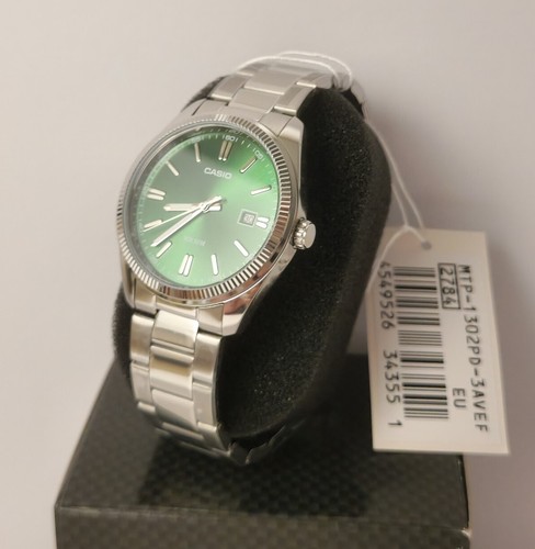 Casio Green Dial Stainless Steel Bracelet Watch 44mm MTP-1302PD-3AVEF ...