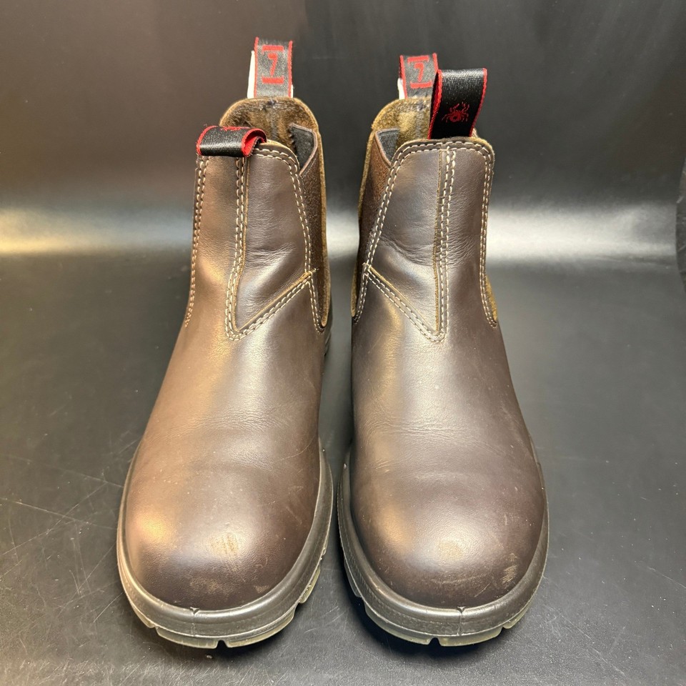 Redback Brown Leather Pull On Work Boots Steel Toe Construction Mens US ...