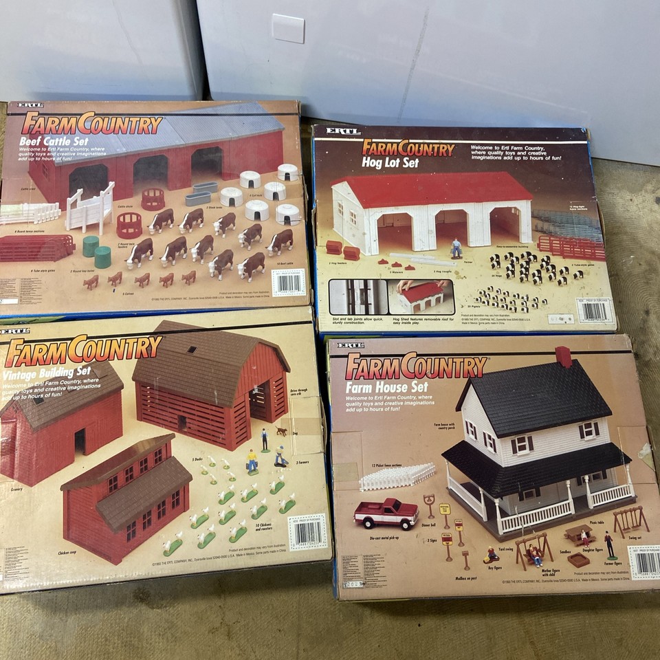 Vintage Lot Of 4 Ertl Farm Country, Hog Lot, Beef Cattle, Farm Vintage ...