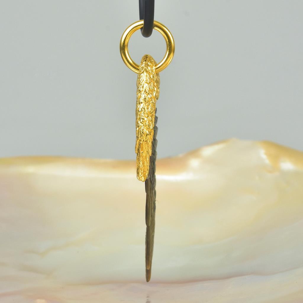 18K Gold Vermeil Sterling & Carved Penguin Wing Shell Angel Wing Pendant 4.65g | eBay