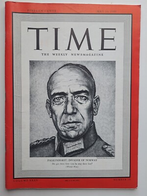 Time Magazine - WWII Era - May 13, 1940 German General Falkenhorst | eBay
