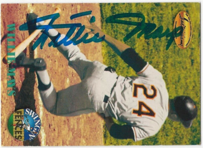 Willie Mays Original Autographs: Hand-Signed Baseball Cards w/ Blue Ink ...