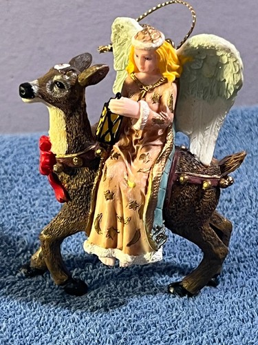 Christmas ornament angel with lantern riding reindeer PO6727 | eBay
