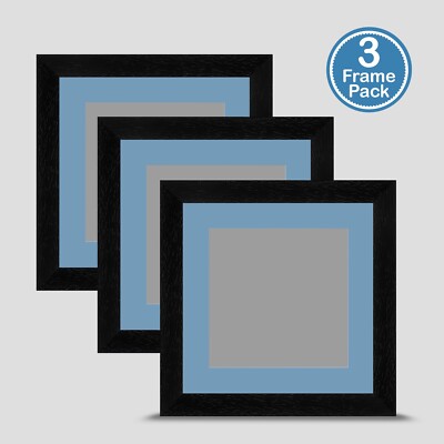 Photo Frame Black 7x7 inch Multi Pack x3 Incl Baby Blue Mount 5x5 Print ...