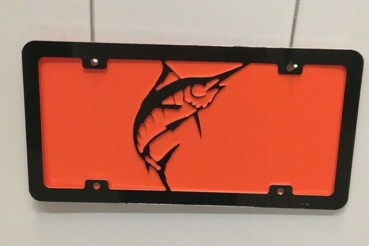 Swordfish Metal License Plate CNC You Choose color of Back Plate Ocean ...