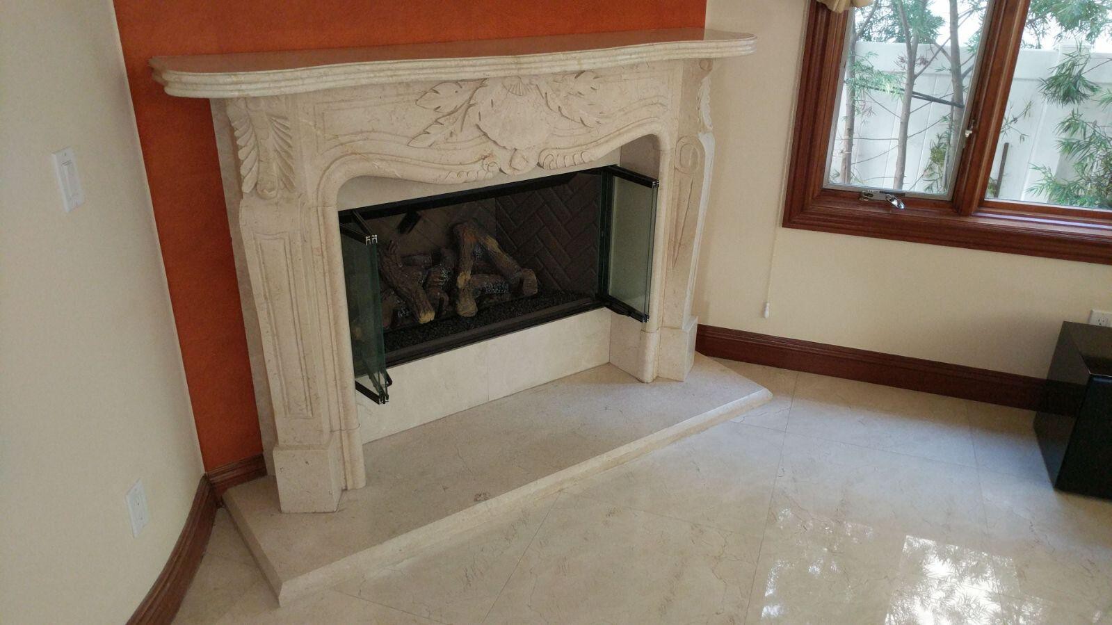Creame Marfile Natural Stone Fireplace And Mantle Set | eBay