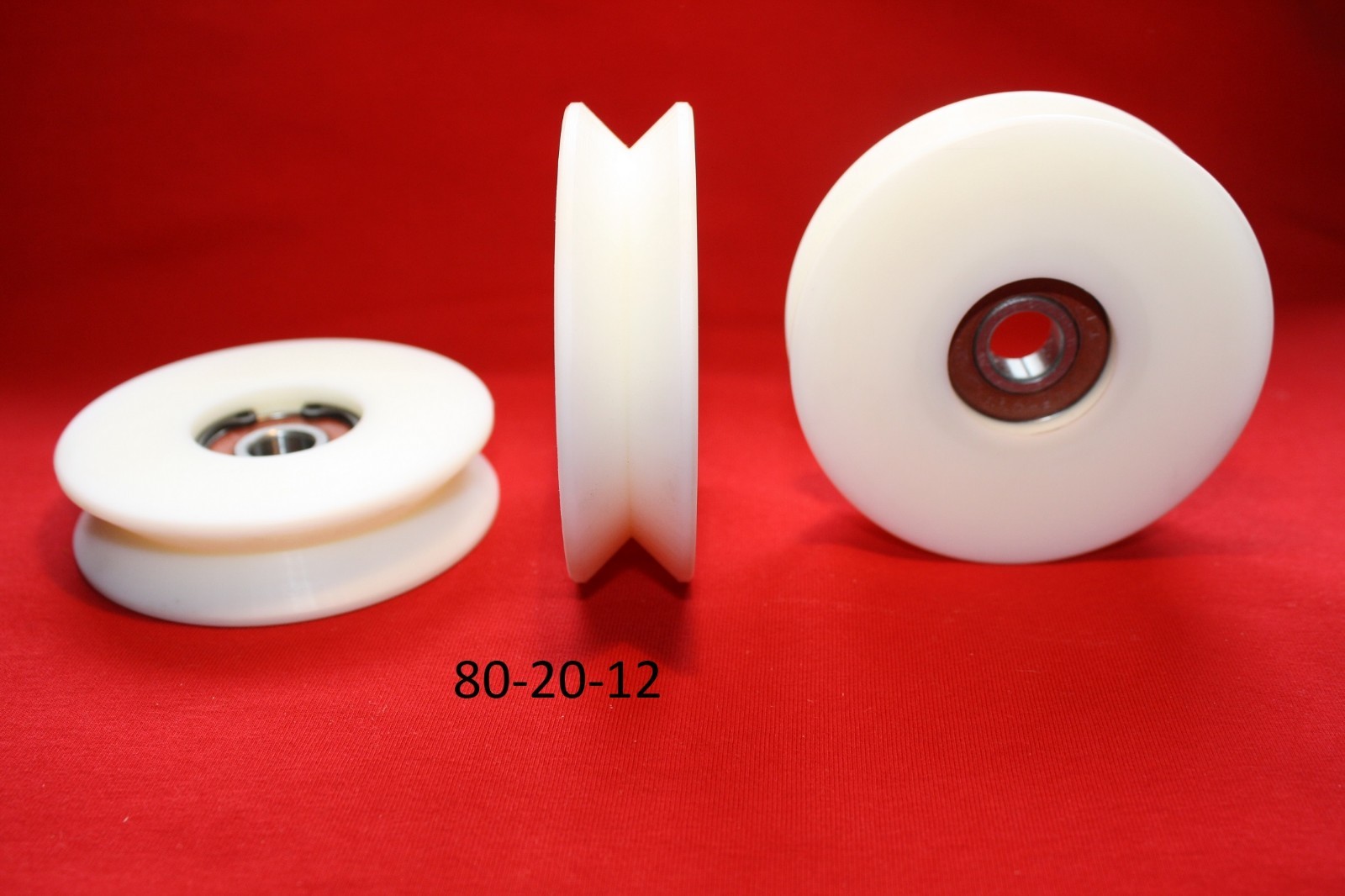 80 mm Nylon Pulley Wheel with Ball Bearings 90 Deg V Groove CNC Guiding ...