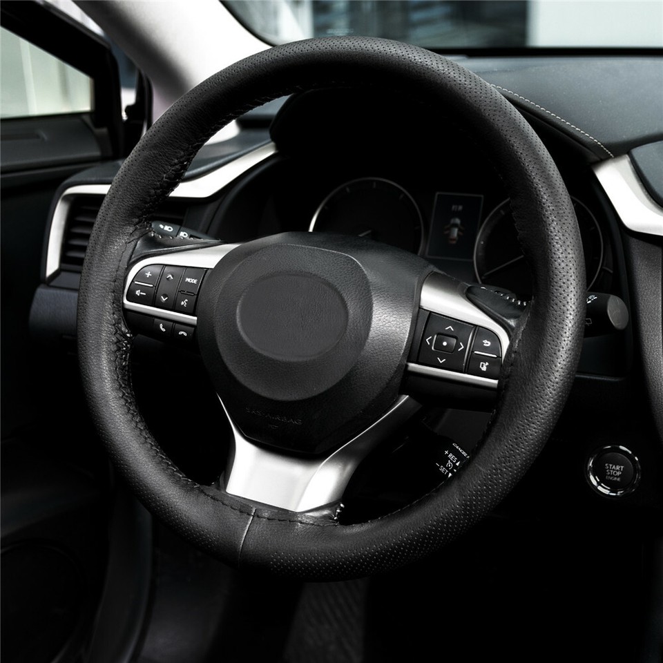 DIY Car Steering Wheel Cover Needle Thread Anti-slip Black 15"US ...
