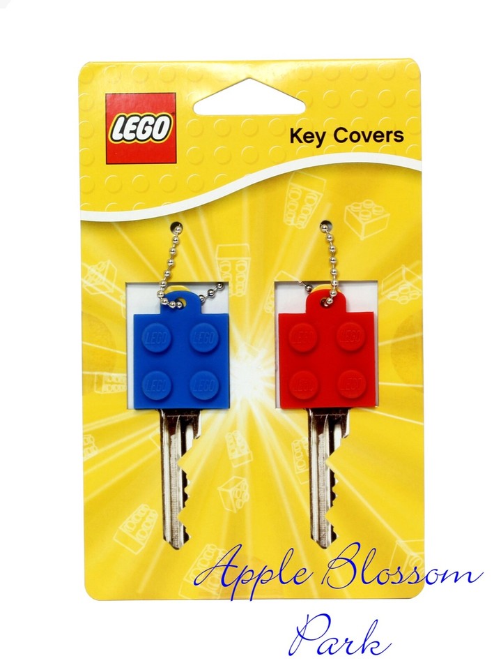 NEW Lego KEY COVERS Set - 2x2 Red Blue Brick/Plate Key Sleeves w/Chains ...