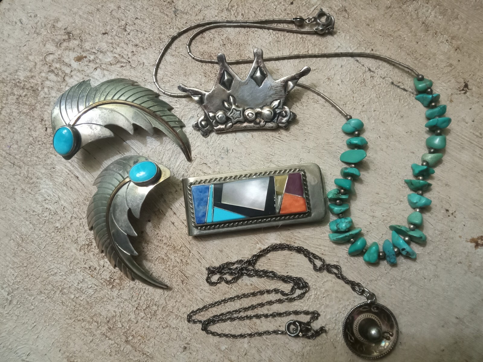 Vtg Old Pawn Sterling Silver Jewelry Lot - Gem