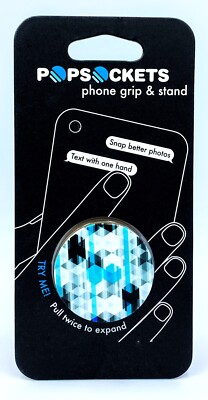Authentic PopSockets Geometric Snake Pattern Teal PopGrip PopSocket Pop ...
